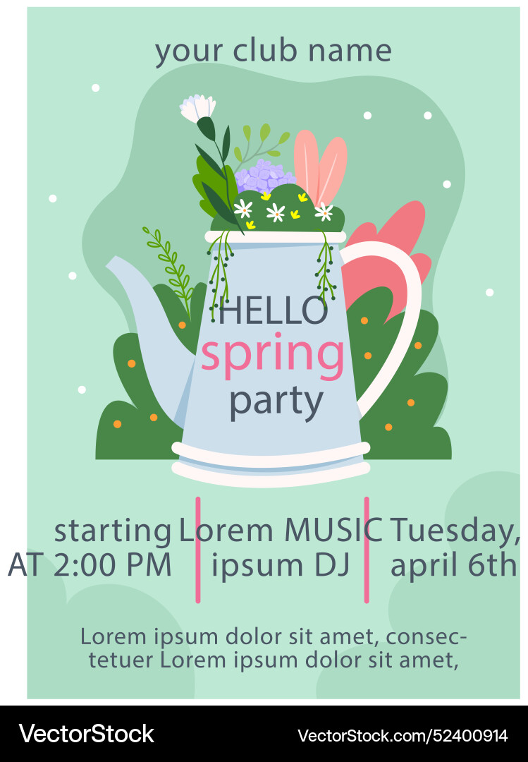 Spring party flyer template Royalty Free Vector Image