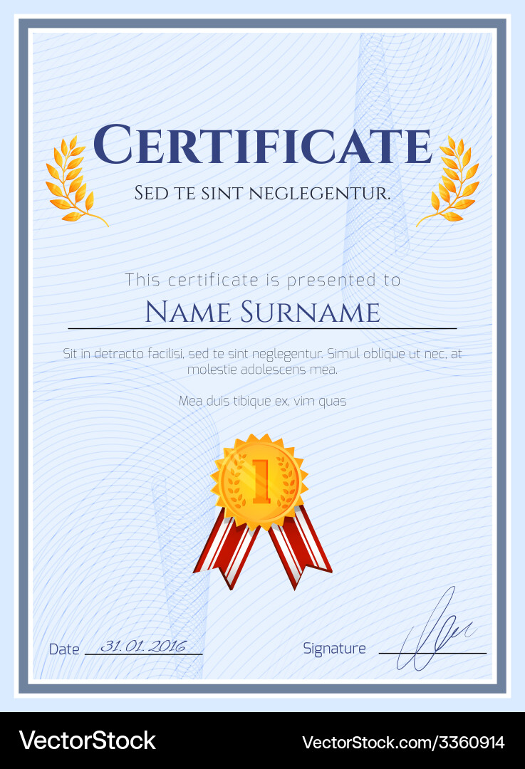 Winner certificate with seal Royalty Free Vector Image