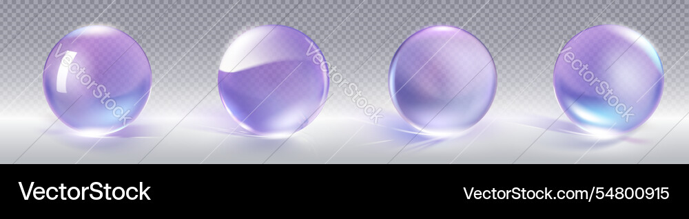 3d glass balls set on transparent background Vector Image