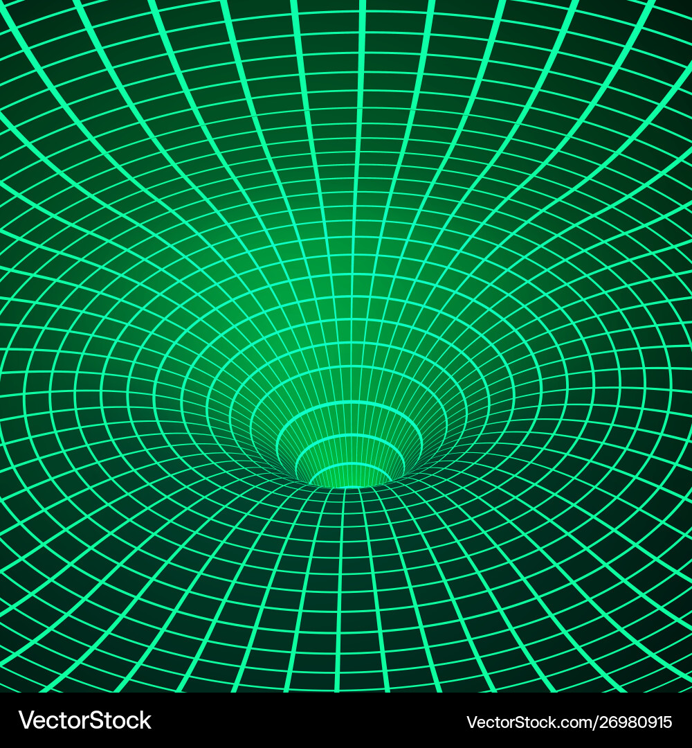 Abstract wireframe wormhole space curvature Vector Image