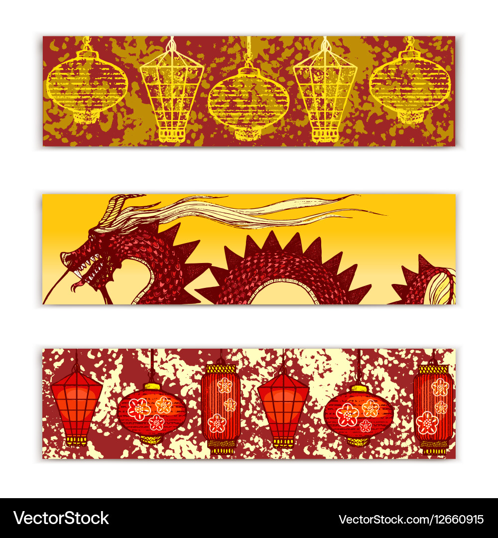 Bannerset mit traditioneller chinesischer Vektorbild