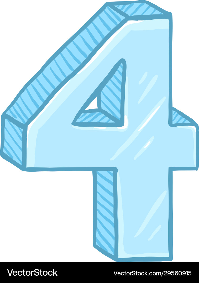 Cartoon - number four the figure 4 Royalty Free Vector Image