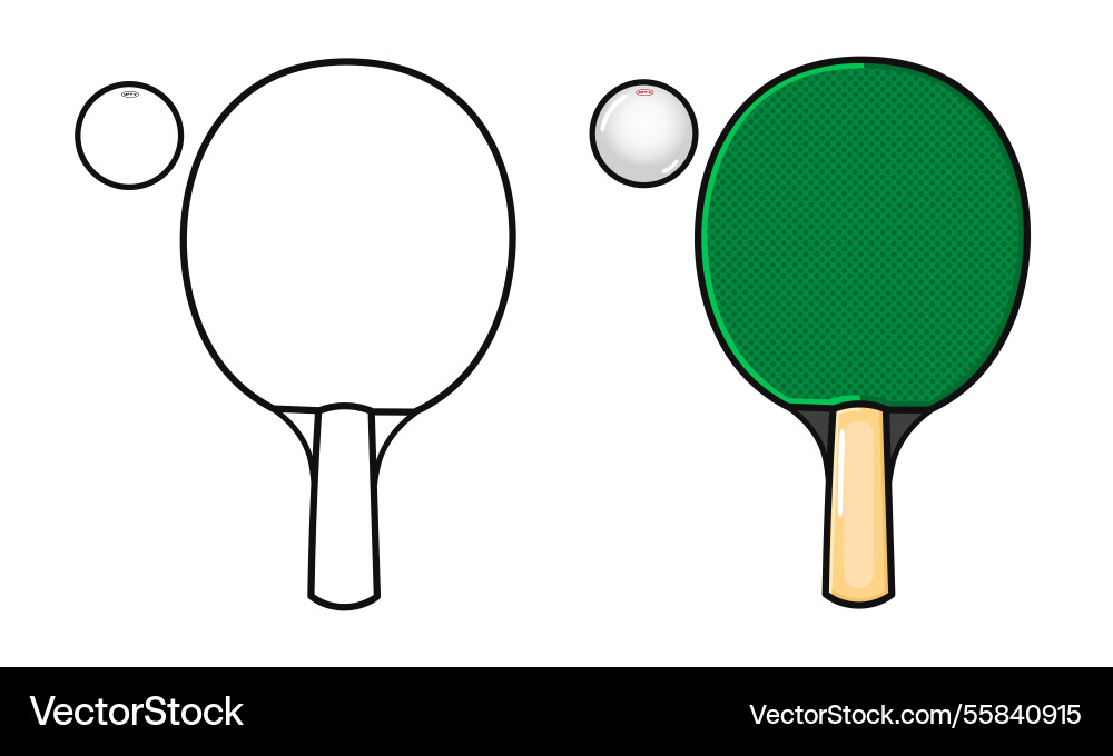 Creative ping pong paddle half-colored table Vector Image