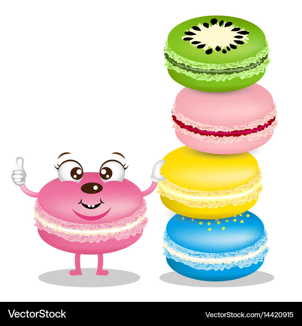 Cute macarons cartoon Royalty Free Vector Image