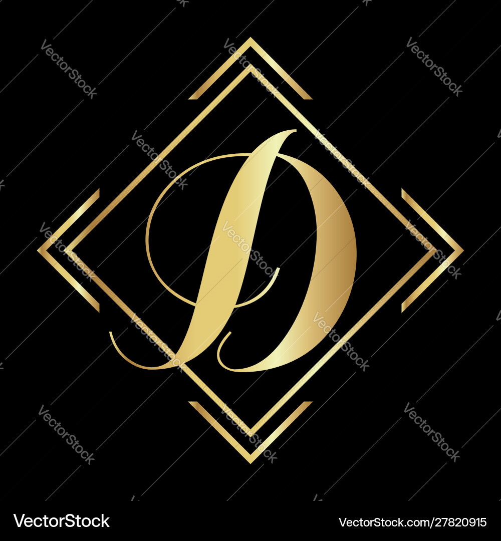 D letter golden logo design Royalty Free Vector Image