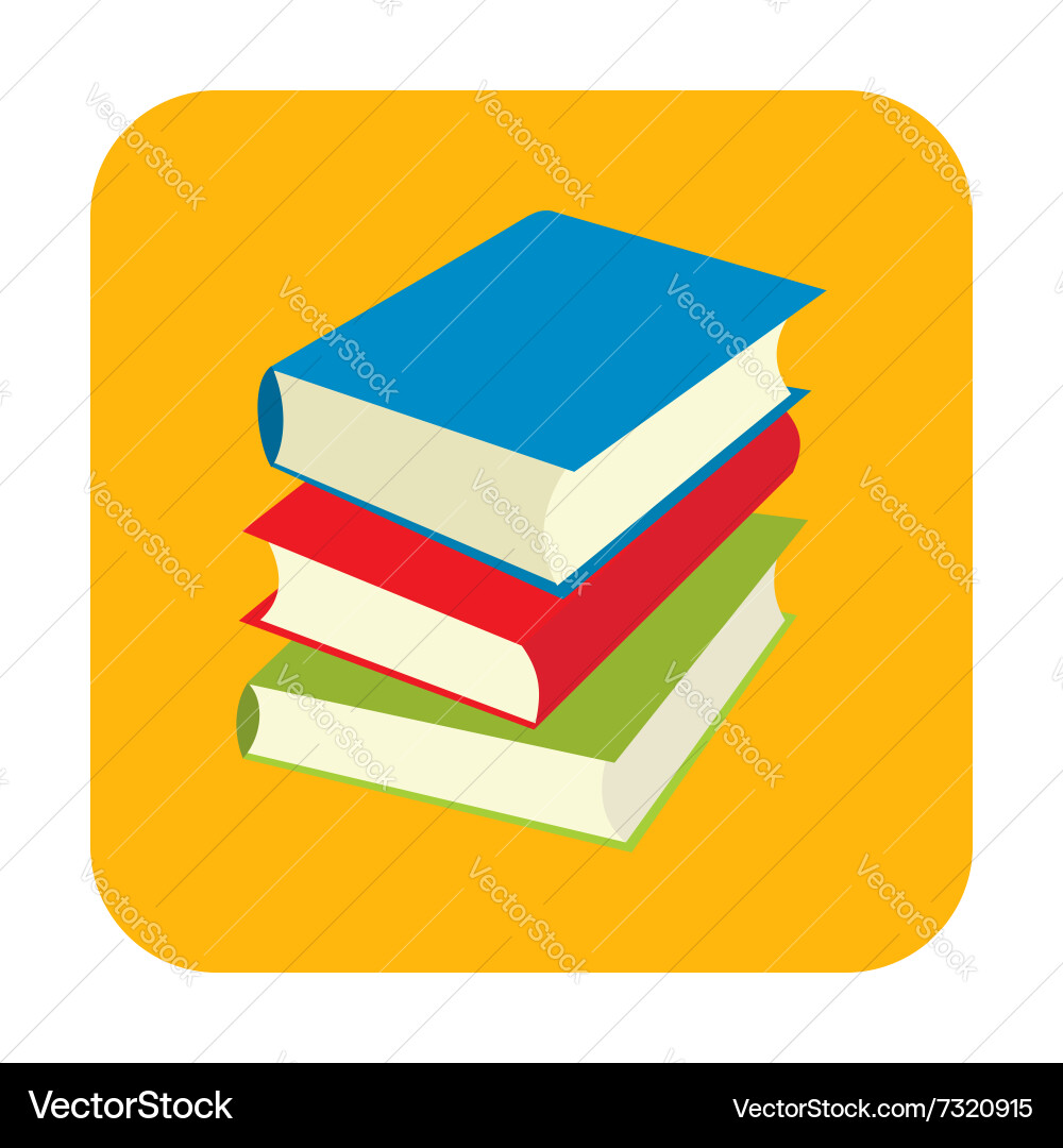 Horizontal stack of colored books flat icon Vector Image