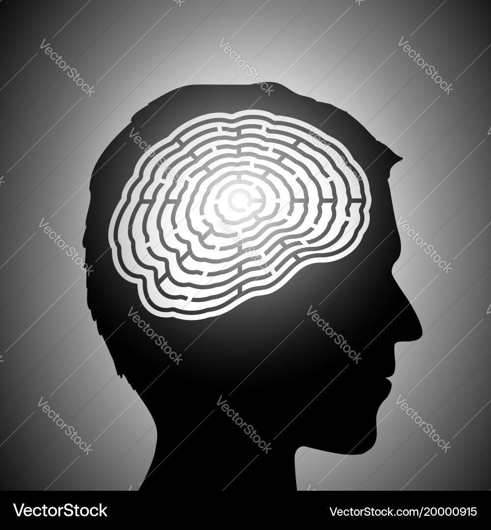 Labyrinth in a head Royalty Free Vector Image - VectorStock