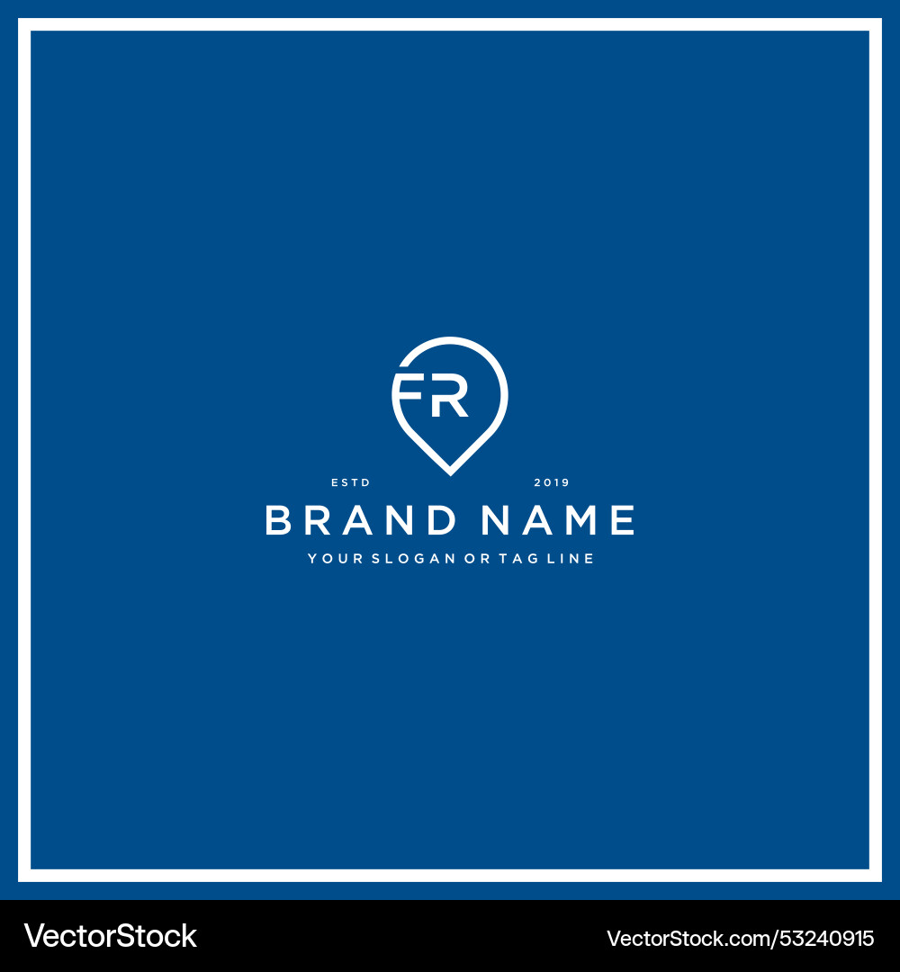 Letter fr pin logo design Royalty Free Vector Image