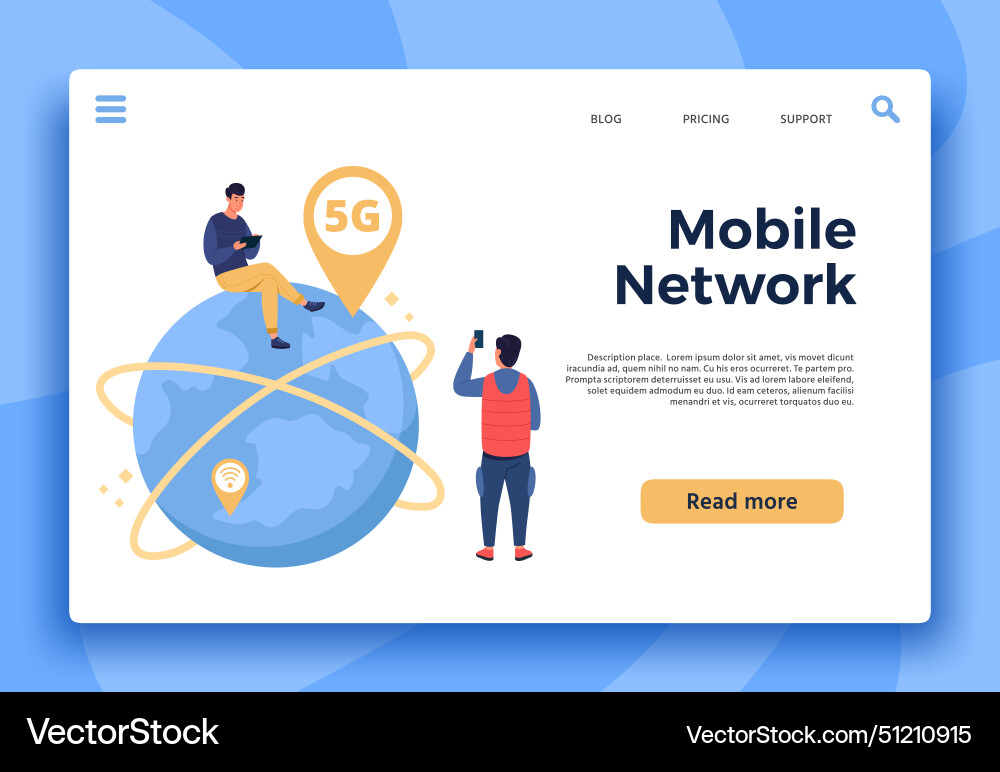 Mobile 5g network landing page connection Vector Image