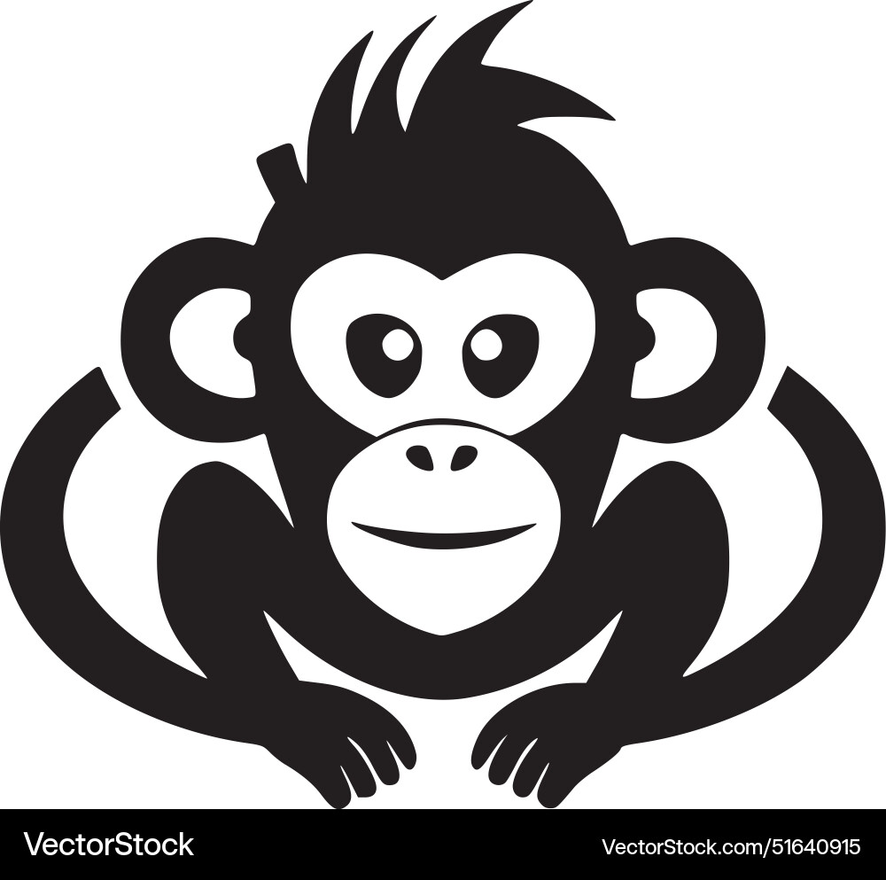 Monkey - black and white Royalty Free Vector Image