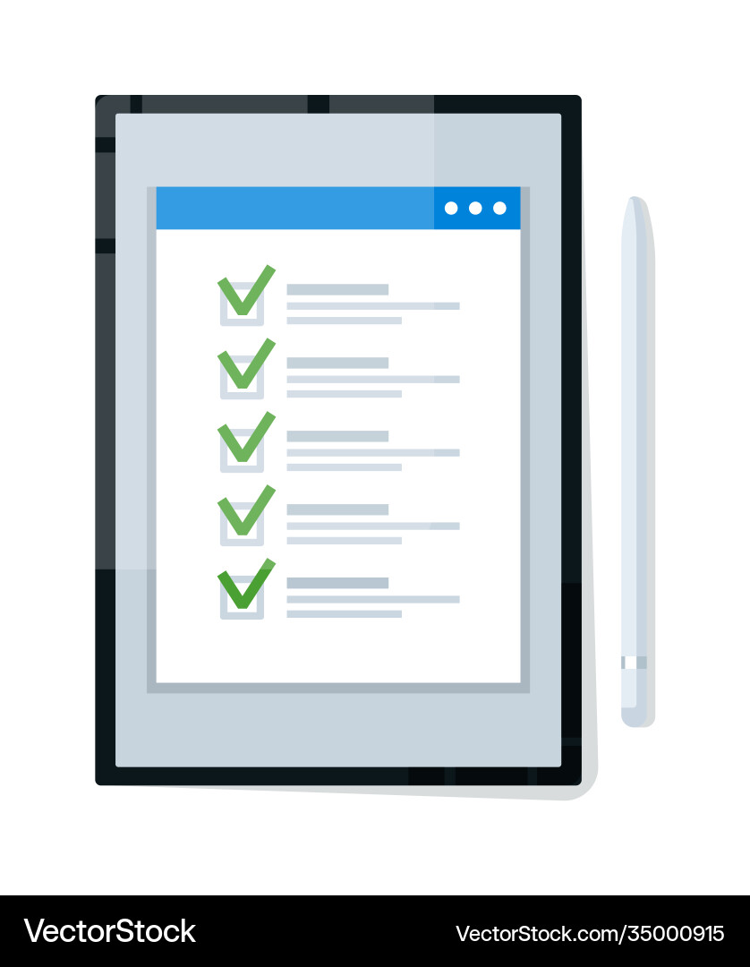 Online checklist survey form on digital tablet Vector Image