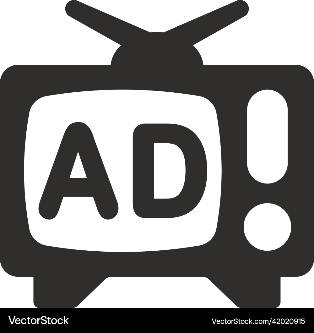 Television ads icon on white background Royalty Free Vector