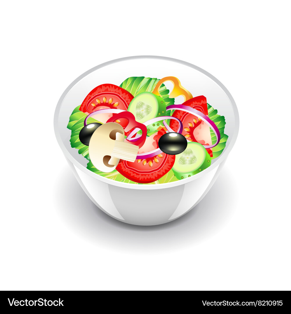 Vegetables salad isolated on white Royalty Free Vector Image