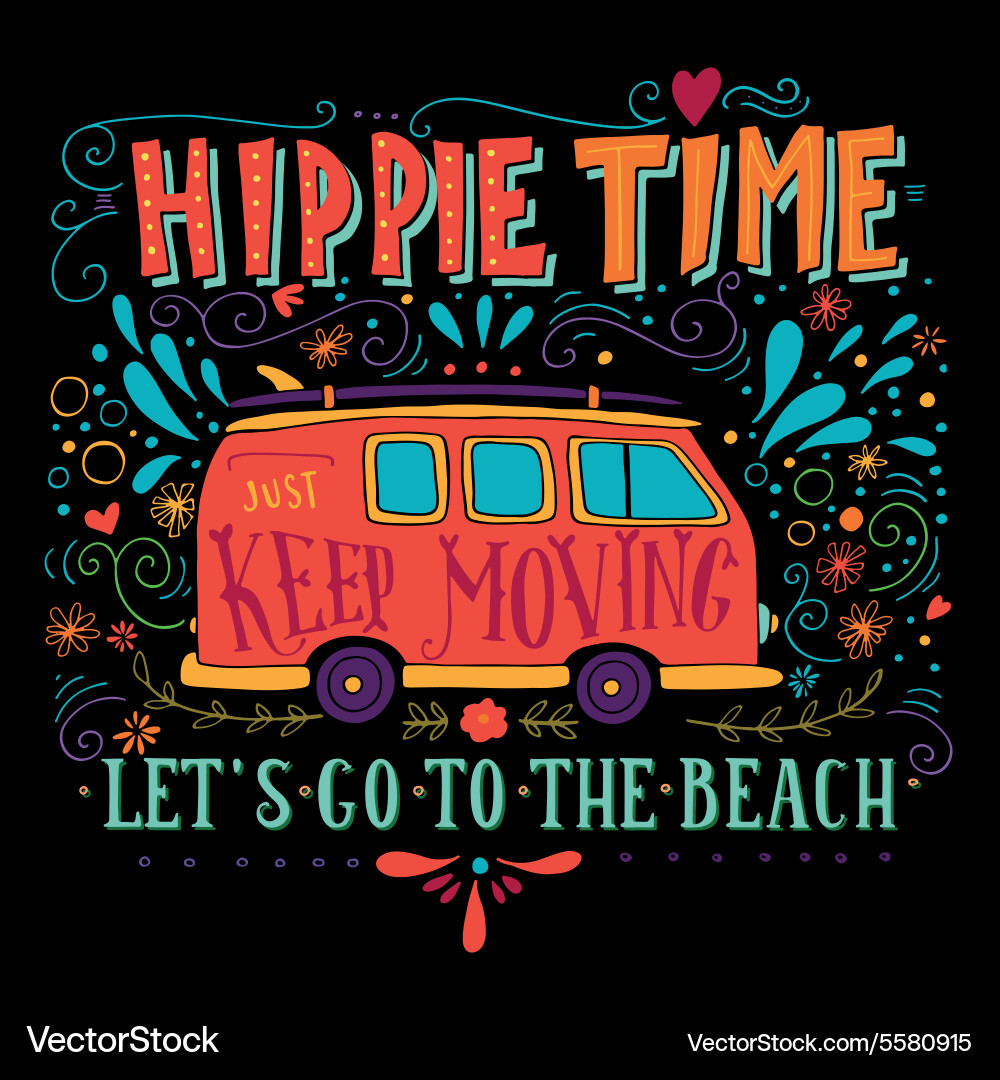 Vintage Hippie Van Print Royalty Free Vector Image