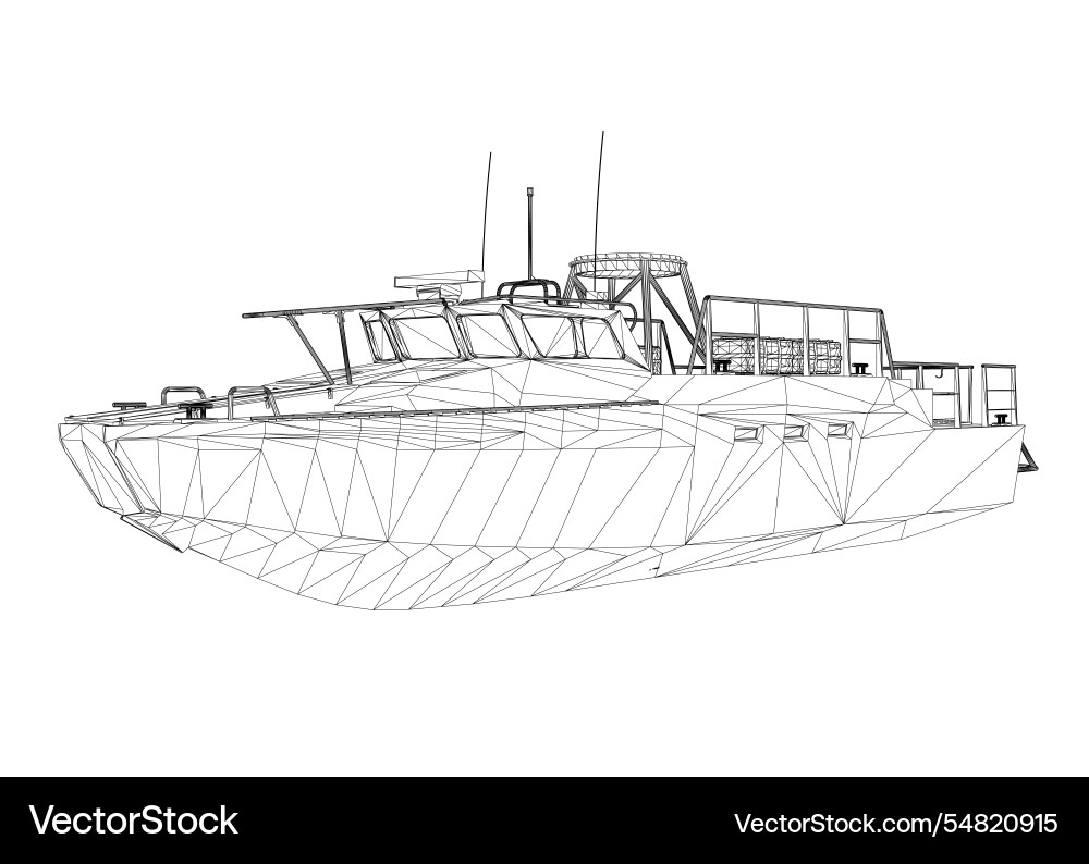 Warship icon wireframe military ships and naval Vector Image