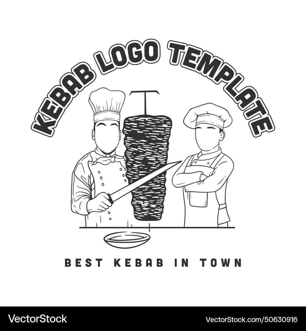 A logo template for kebab shop with two chefs Vector Image