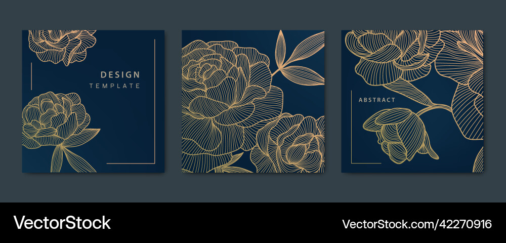 Artdeco luxury flower line pattern golden Vector Image