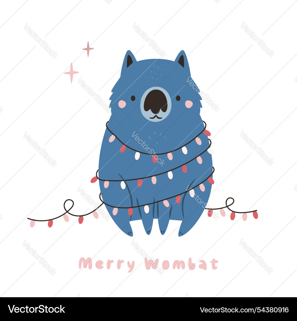 Christmas greeting card with wombat character Vector Image