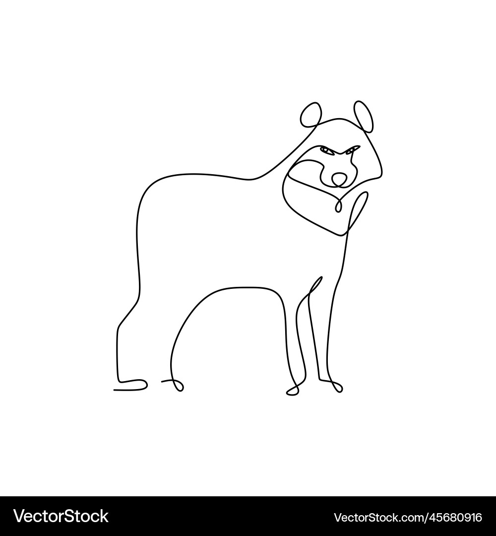 Continuous line drawing of wolf animals Royalty Free Vector