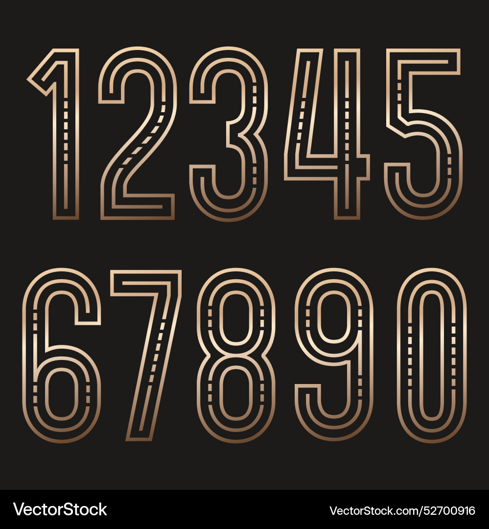 Isolated gold set of numbers Royalty Free Vector Image