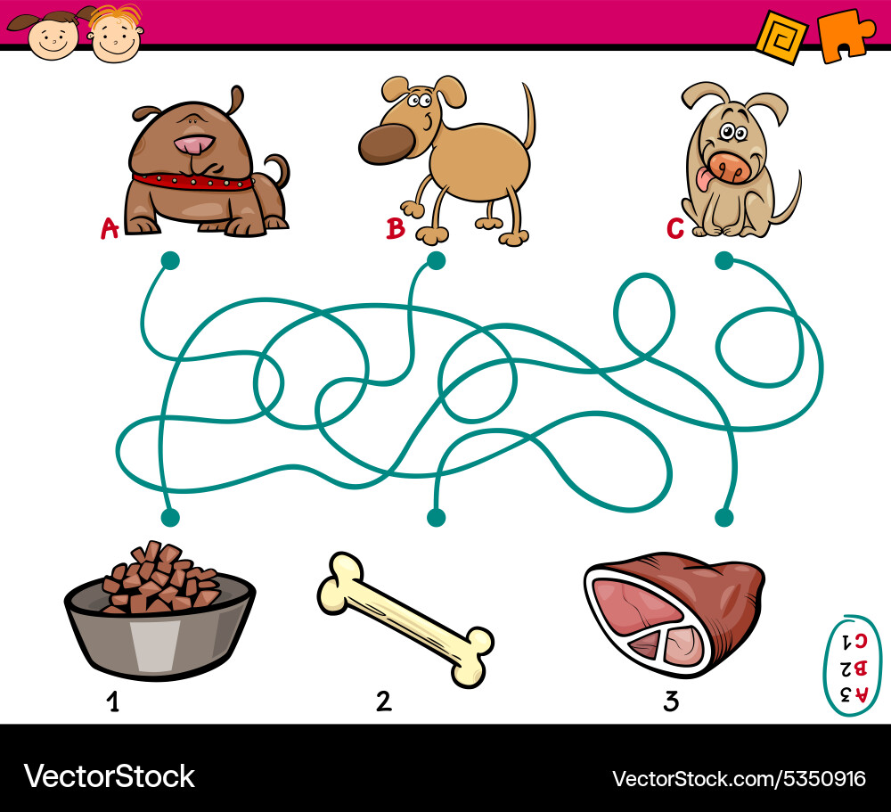 Kids Maze Puzzle with Dogs Royalty Free Vector Image