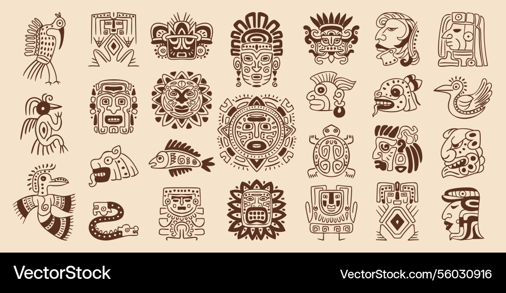 Mayan totem symbols maya civilization pattern Vector Image