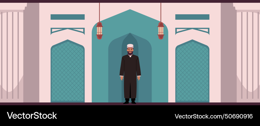 Mullah imam or mufti in the mosque Royalty Free Vector Image