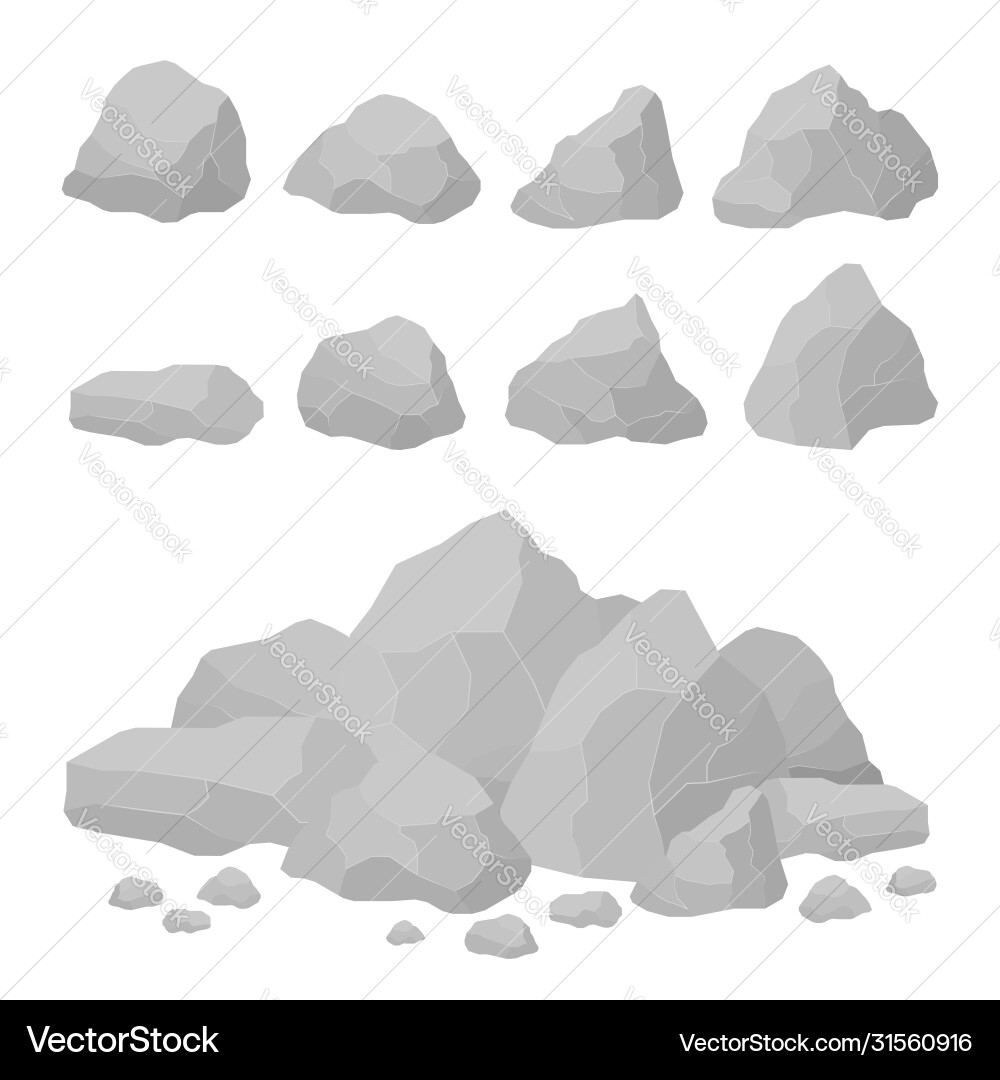 Rock stones set in isometric style Royalty Free Vector Image