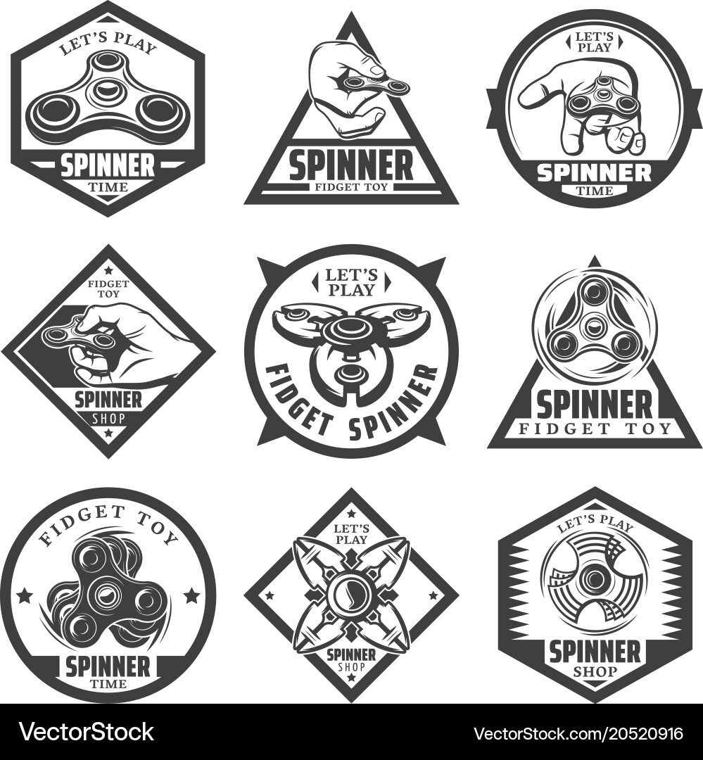 Vintage popular spinner labels set Royalty Free Vector Image