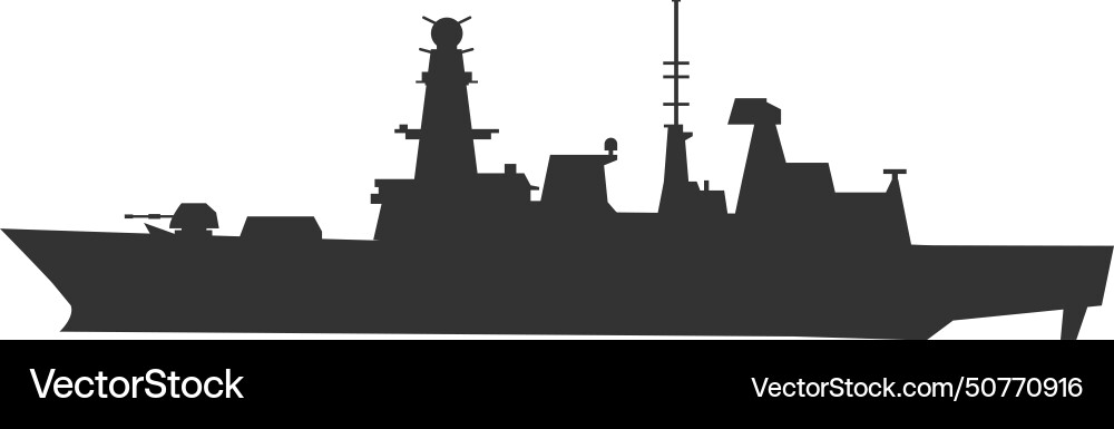 Warship black silhouette destroyer ship navy Vector Image