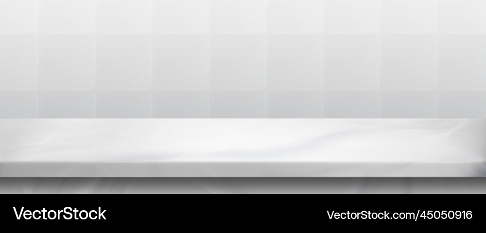 White marble countertop and tile wall Royalty Free Vector