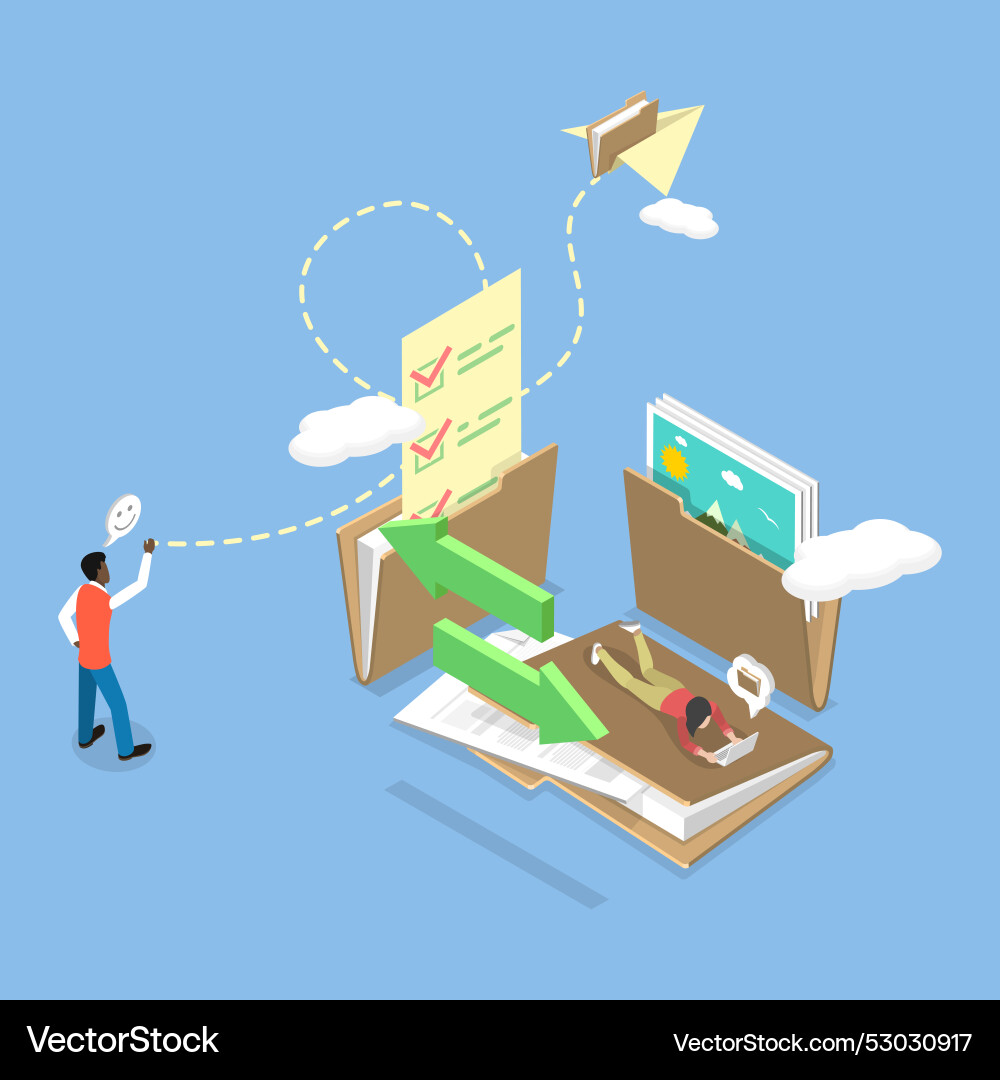 3d isometric flat of file Royalty Free Vector Image