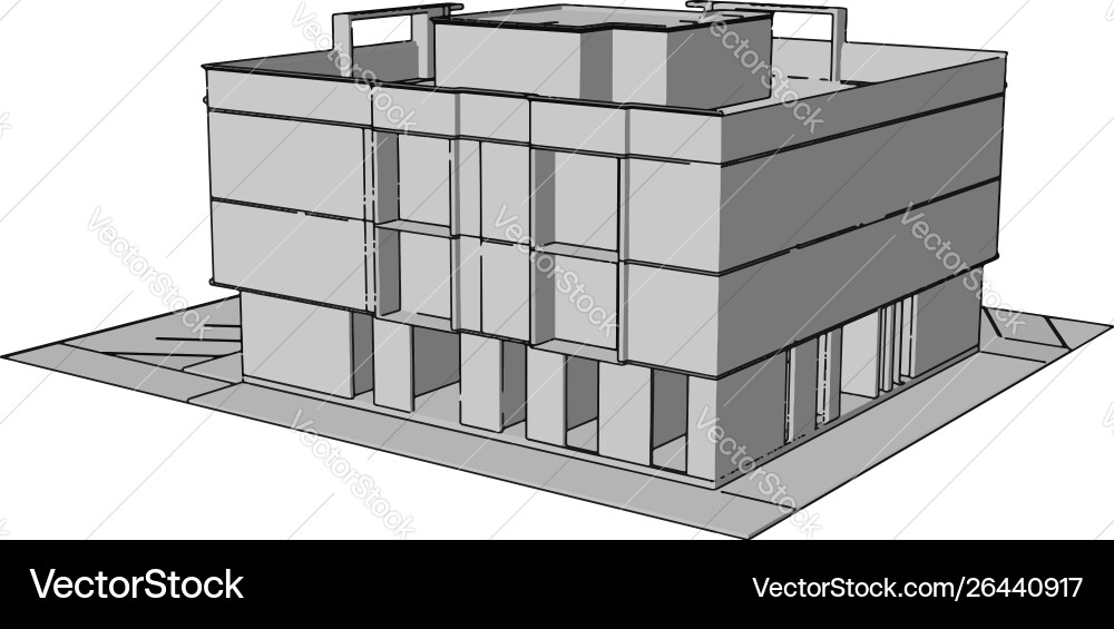 Complex building on white background Royalty Free Vector