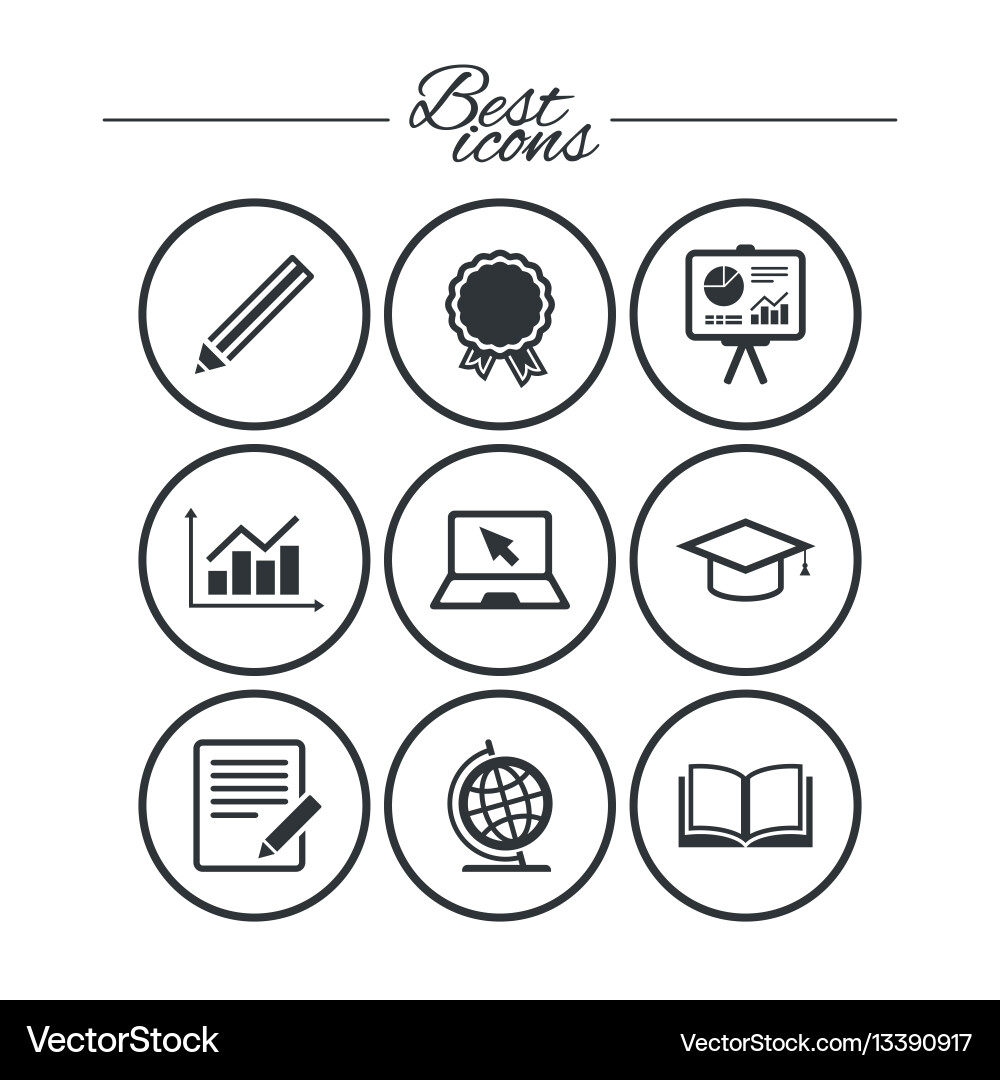 Education and study icon presentation signs Vector Image