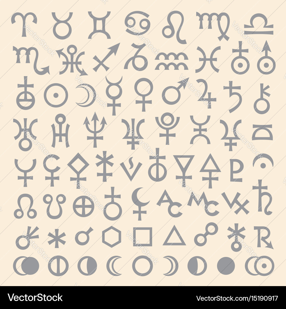 Main astrological signs and symbols big set Vector Image