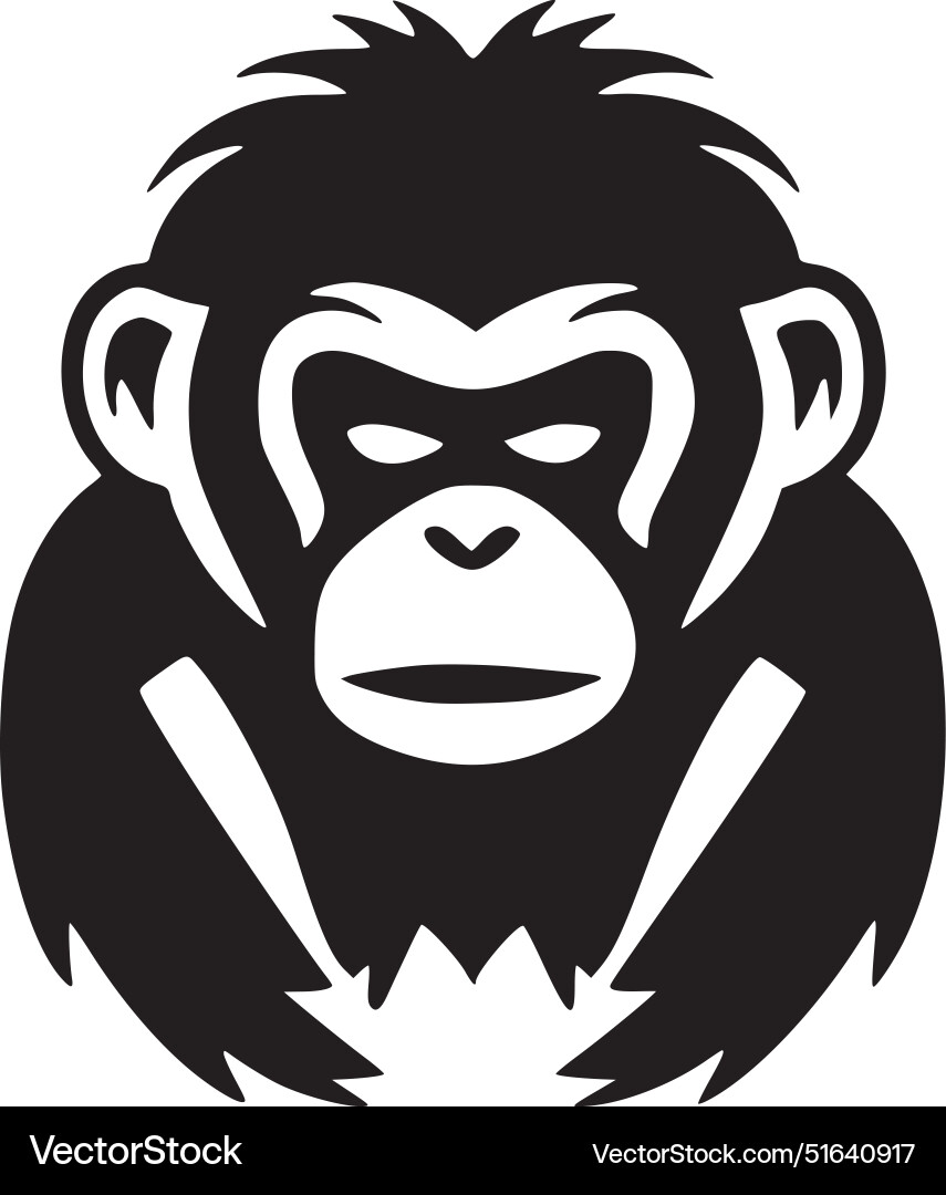 Monkey - black and white isolated icon Royalty Free Vector