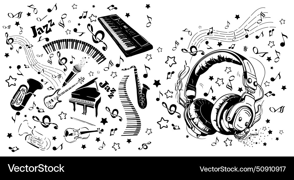 Music design abstraction headphones Royalty Free Vector