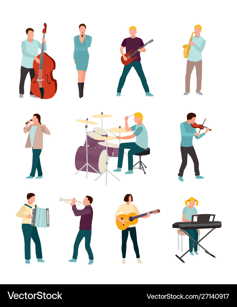 Musicians and singers characters set Royalty Free Vector