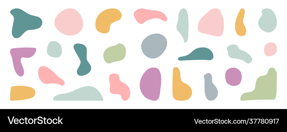 Organic shapes set irregular blob random oval Vector Image
