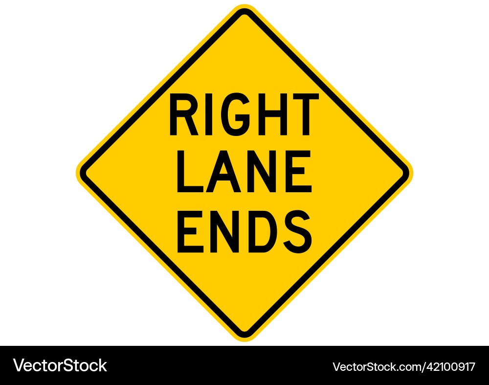 Right lane ends Royalty Free Vector Image - VectorStock