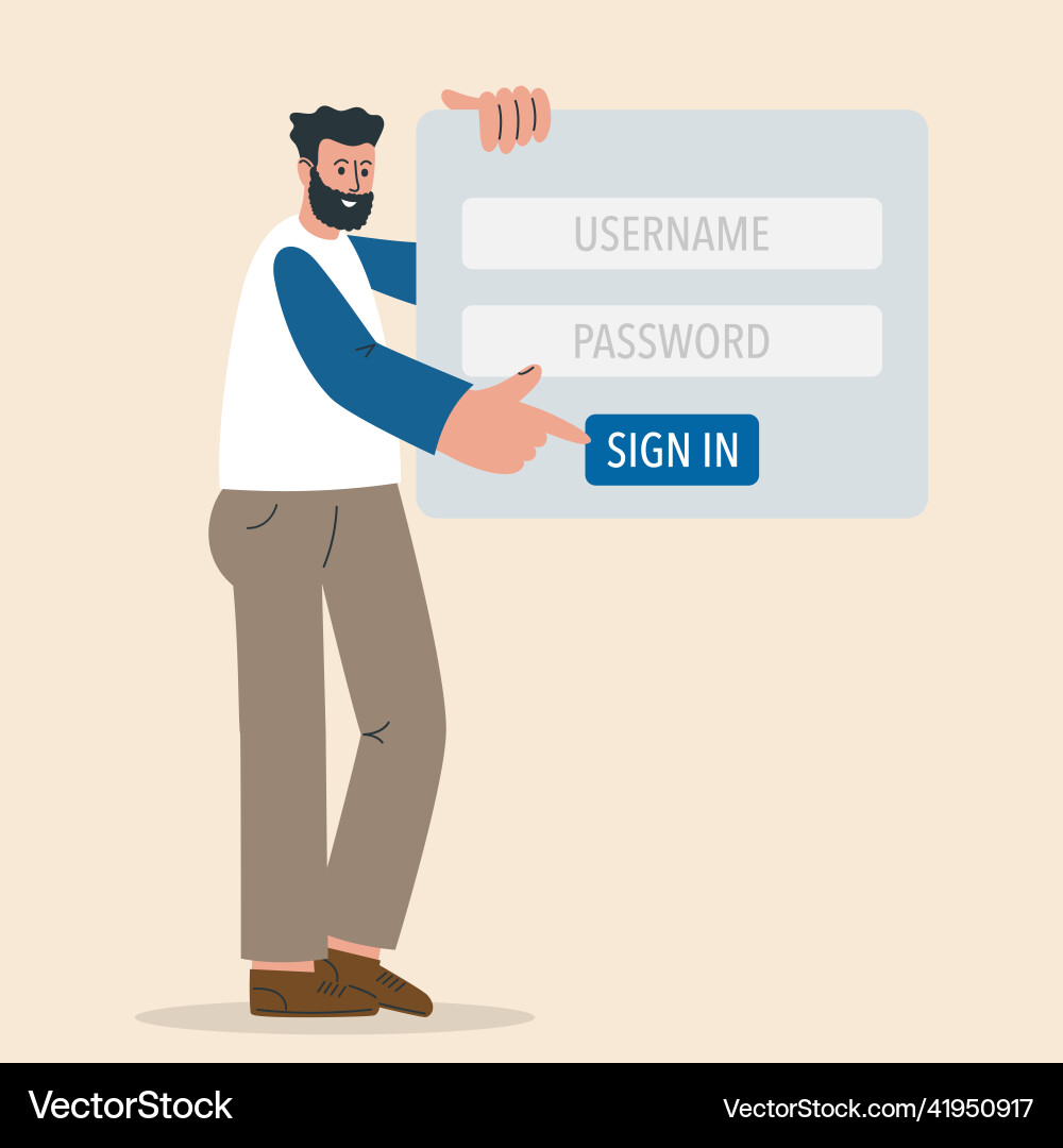 Signing in personal page entering email Royalty Free Vector