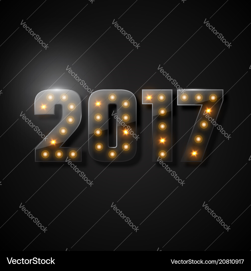 Transparent glass numeric 2017 year Royalty Free Vector