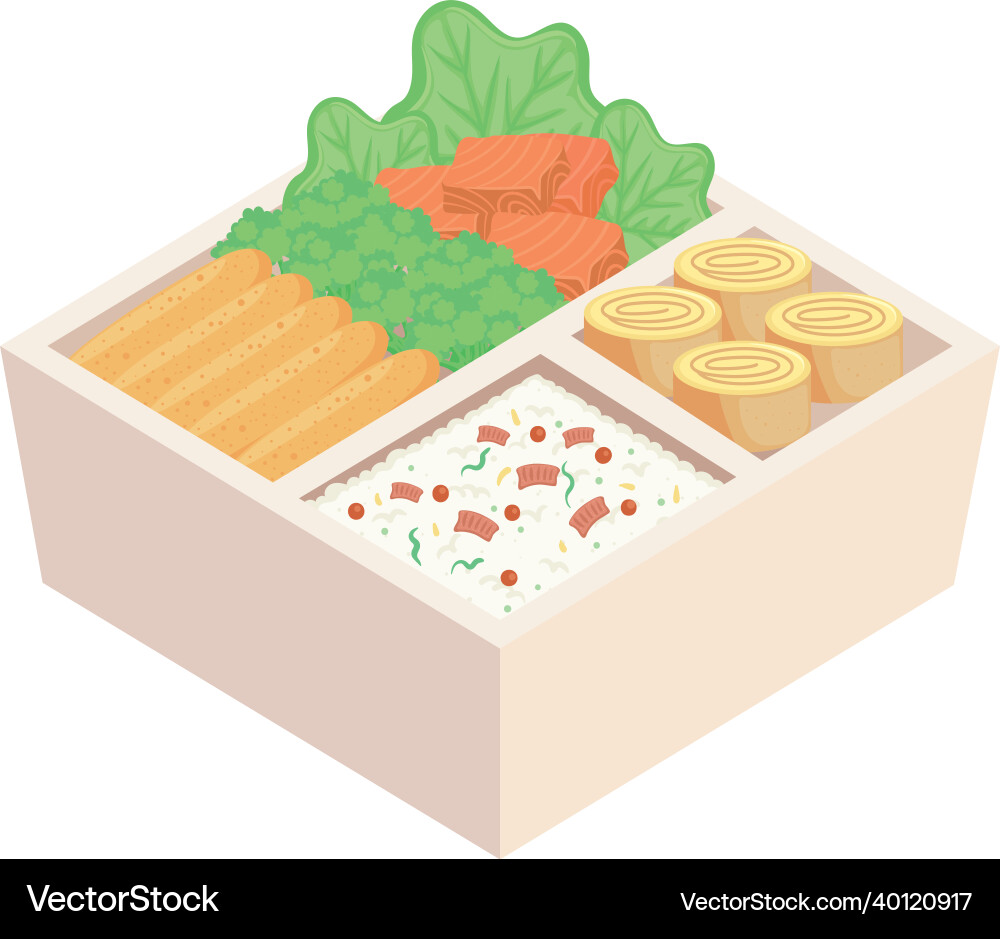 White bento box with lunch Royalty Free Vector Image