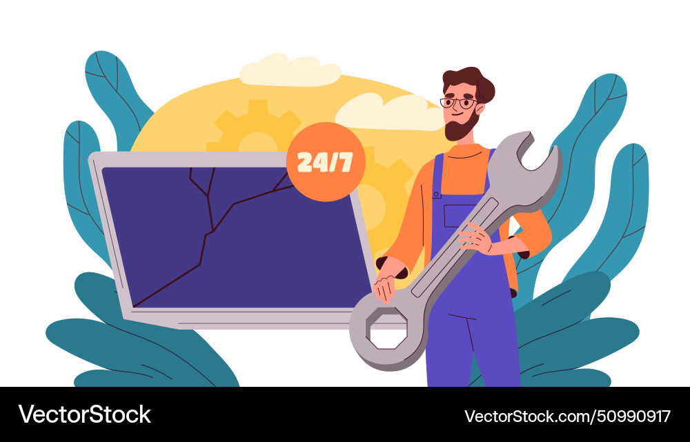 With technician large Royalty Free Vector Image