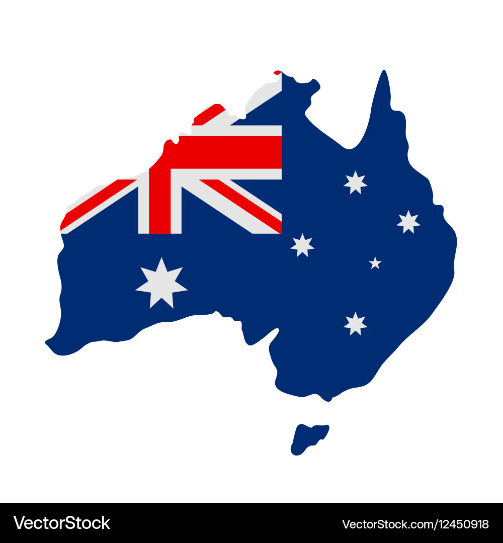 Australian flag on map Royalty Free Vector Image