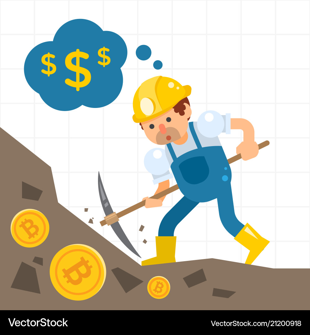 Bitcoin mining Royalty Free Vector Image - VectorStock