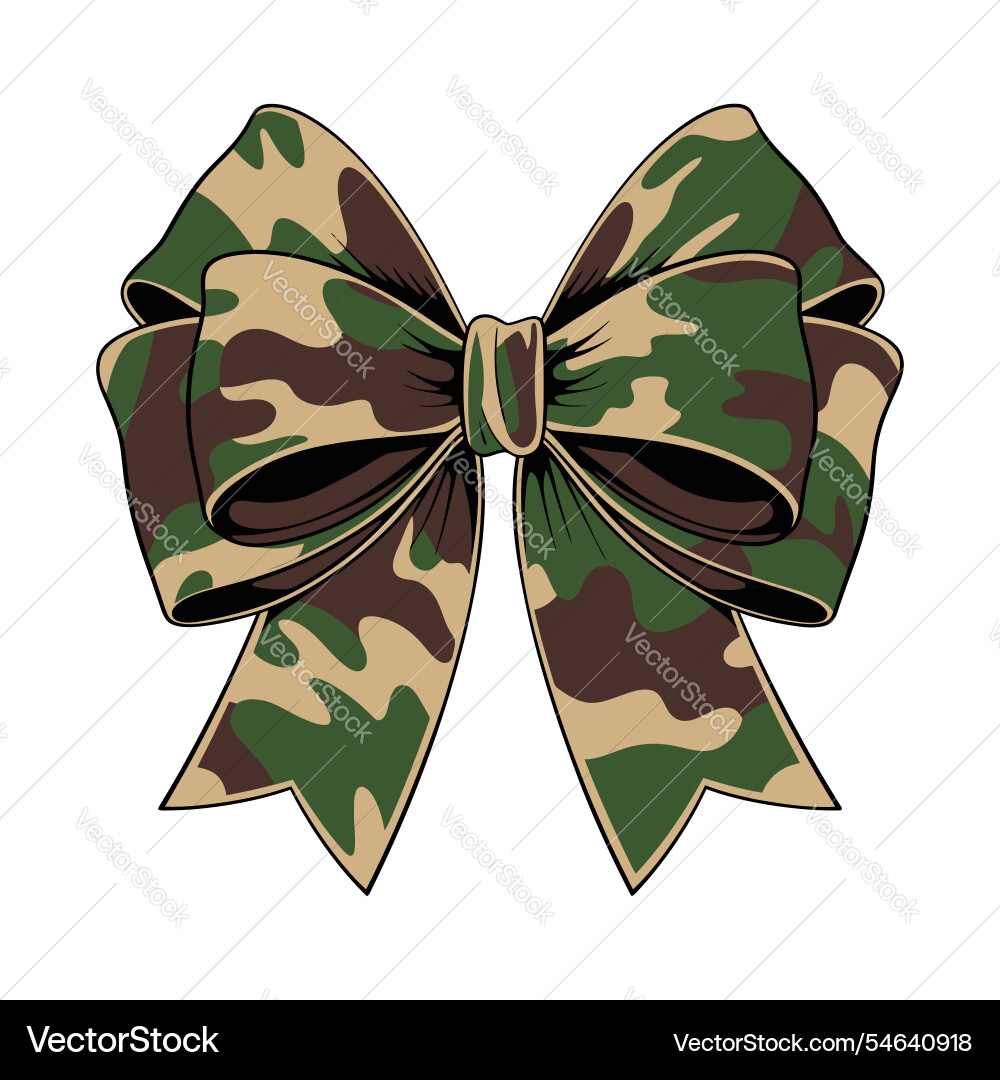 Camouflage bow ribbon military style Royalty Free Vector