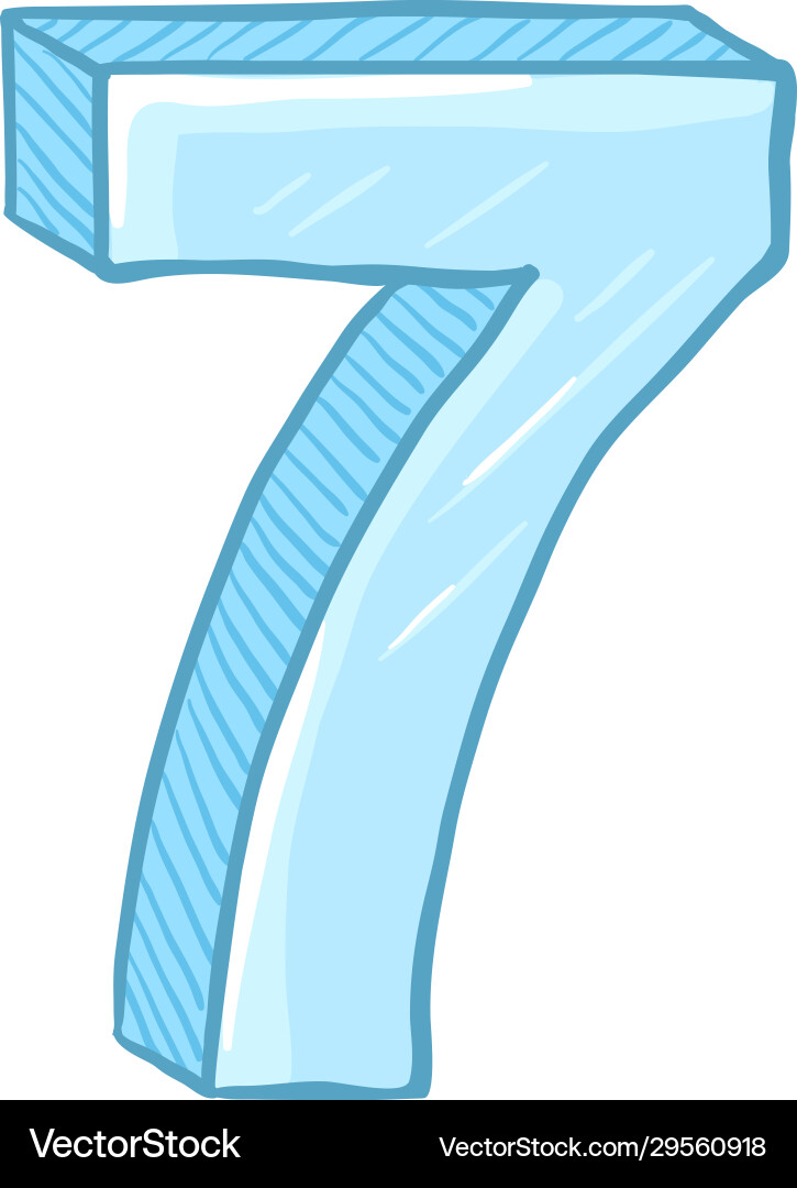 Cartoon - number seven the figure 7 Royalty Free Vector