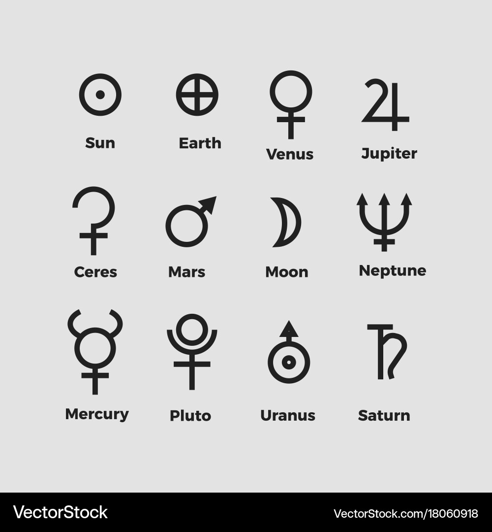 Celestial Symbols - Planets & Alchemy Vector Image