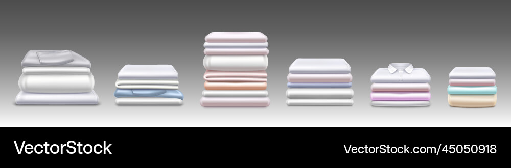 Clean washed clothes realistic apparel piles Vector Image